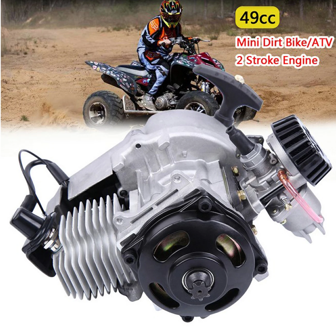 49cc 2 tempos motor de motociclo com filtro ar carburador para scooter ...