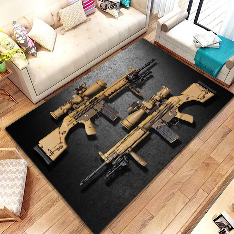 3D Rifle Pistol Revolver Gun Cartoon Area Rug,Carpet Rug for Living ...