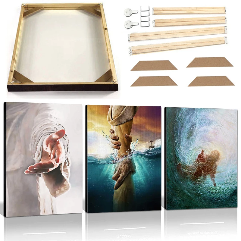 Hand-of-God-Religion-Poster-with-Frame-Jesus-Wall-Art-Canvas-Painting ...
