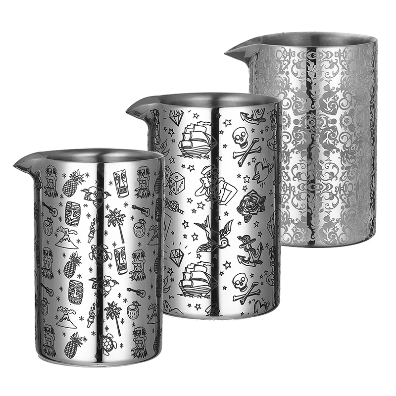 Double Wall Mixing Tin Cocktail Mixing Glass W Etched Spirit Pattern ...
