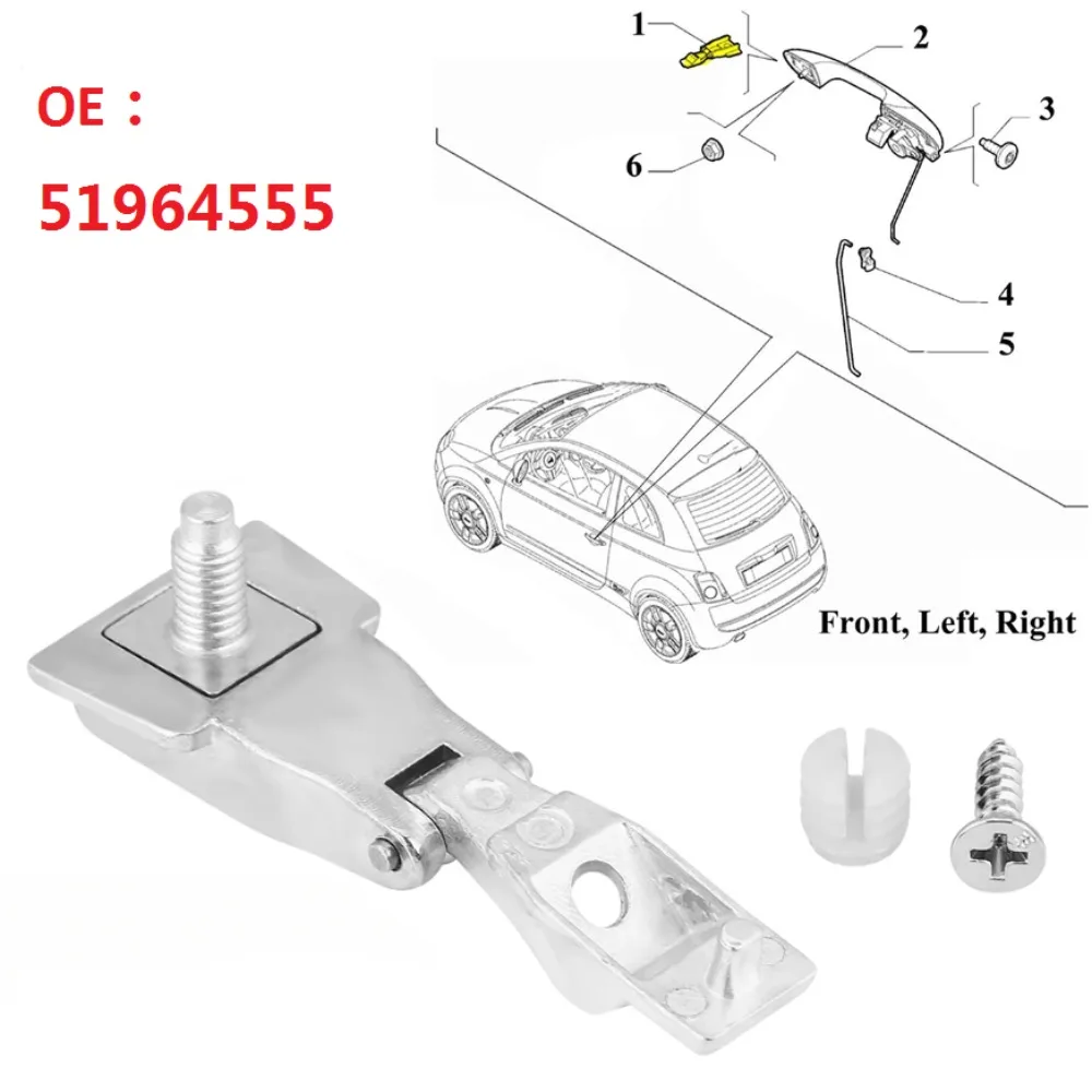 For Fiat 500 2007-2019 Car Front Door Handle Hinge Repair Kit Fit ...