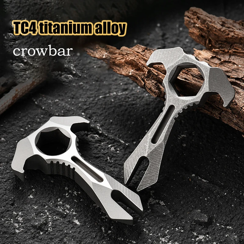 Wrench-TC4-Titanium-Alloy-Crowbar-Keychain-Pendant-Multi-function-Open ...