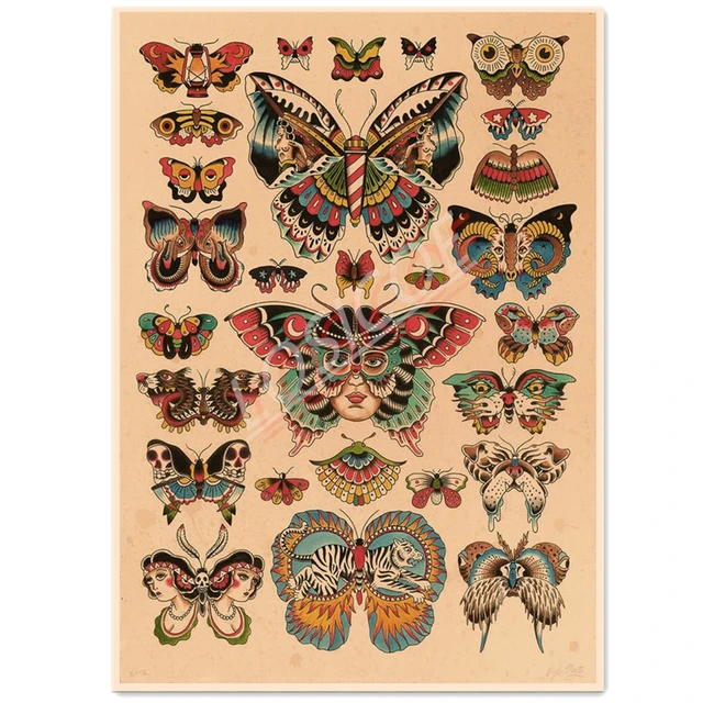 Traditional Butterfly Tattoo Flash