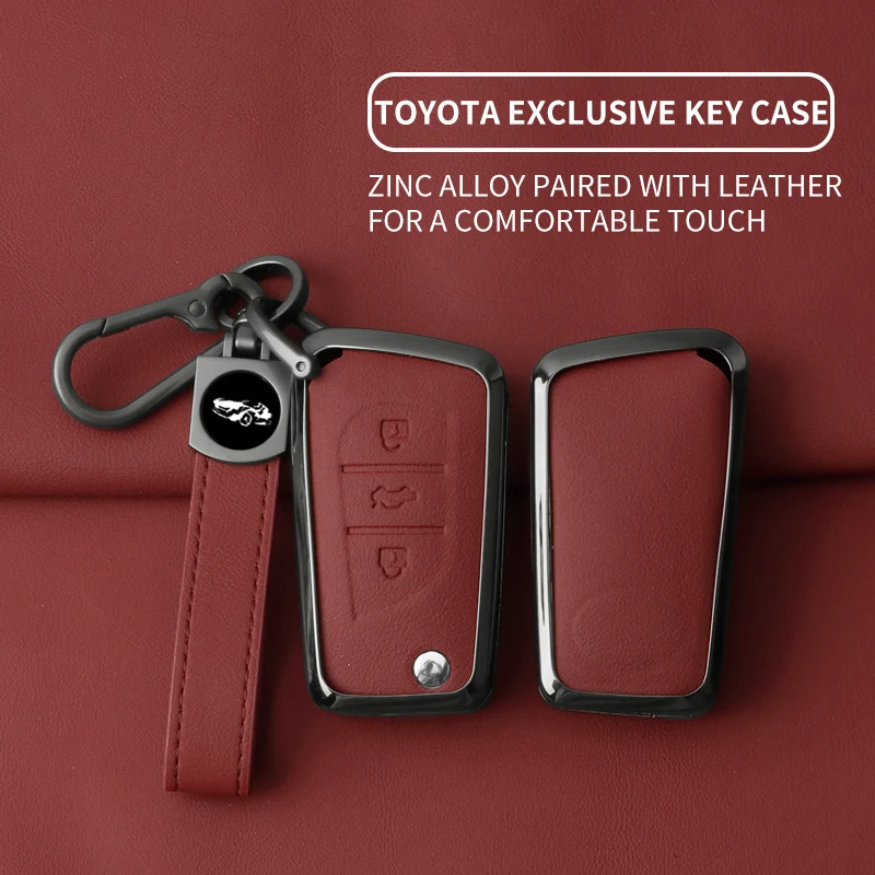 Leather-Metal-Car-Key-Case-Protection-Cover-Shell-for-Toyota-Hilux ...