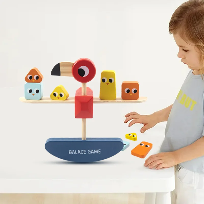 Kid Balance Block Stacked Wooden Toy Montessori Flamingo Balance Tower ...