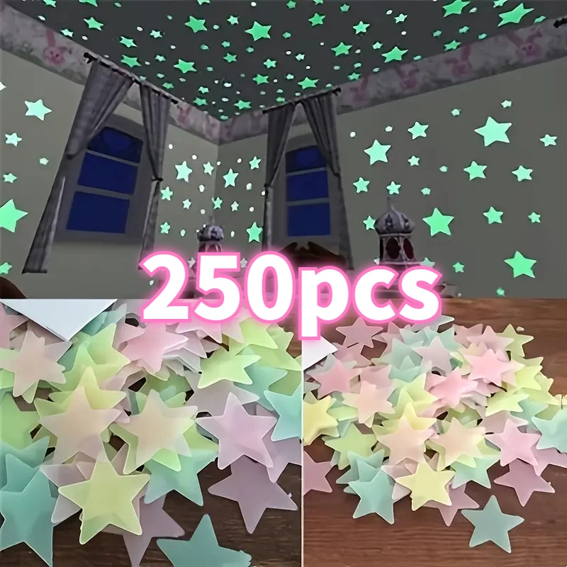 50-250Pcs-Luminous-Star-Stickers-Background-Wall-Decoration-Bedroom ...