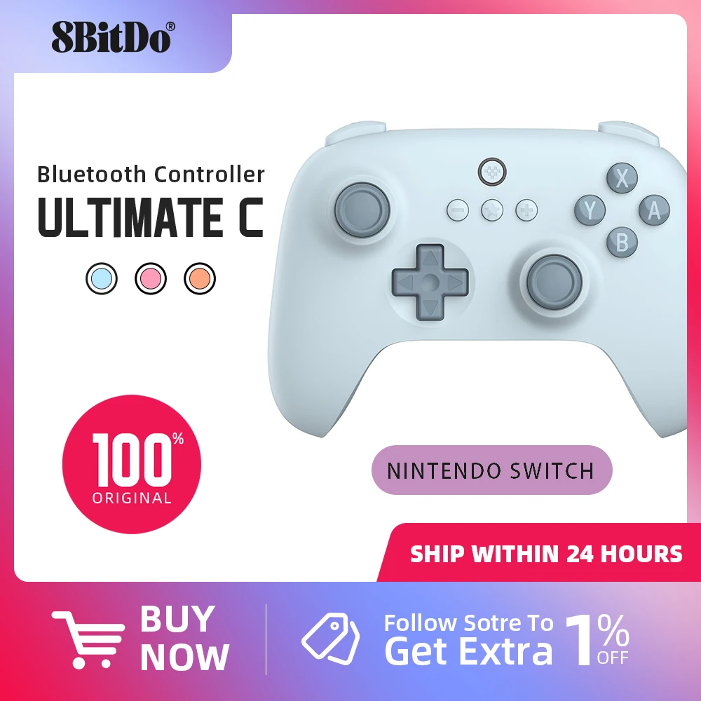 Controlador de jogos sem fio para Nintendo Switch, 8bitdo- Ultimate C, Bluetooth, Gamepads ...