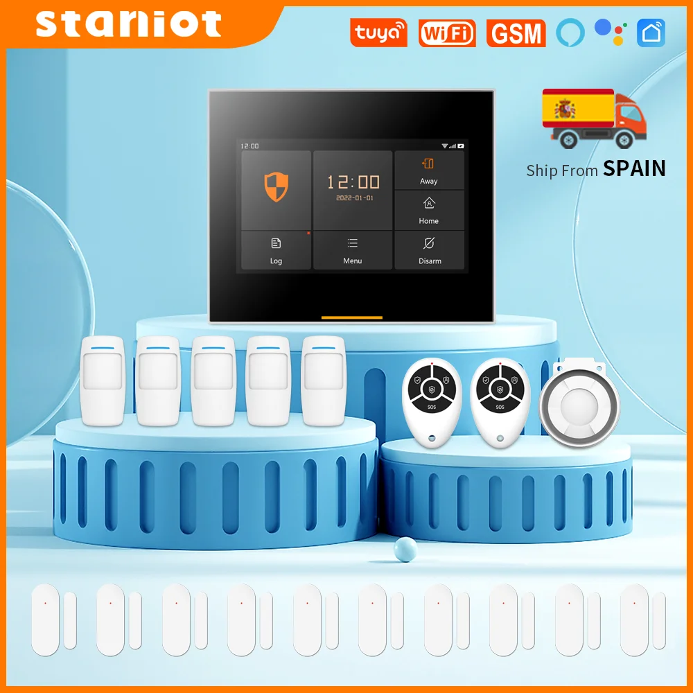 Staniot E800 Tuya Wireless Wifi Gsm Smart Home Burglar Security Alarm System Kits Support Ios ...