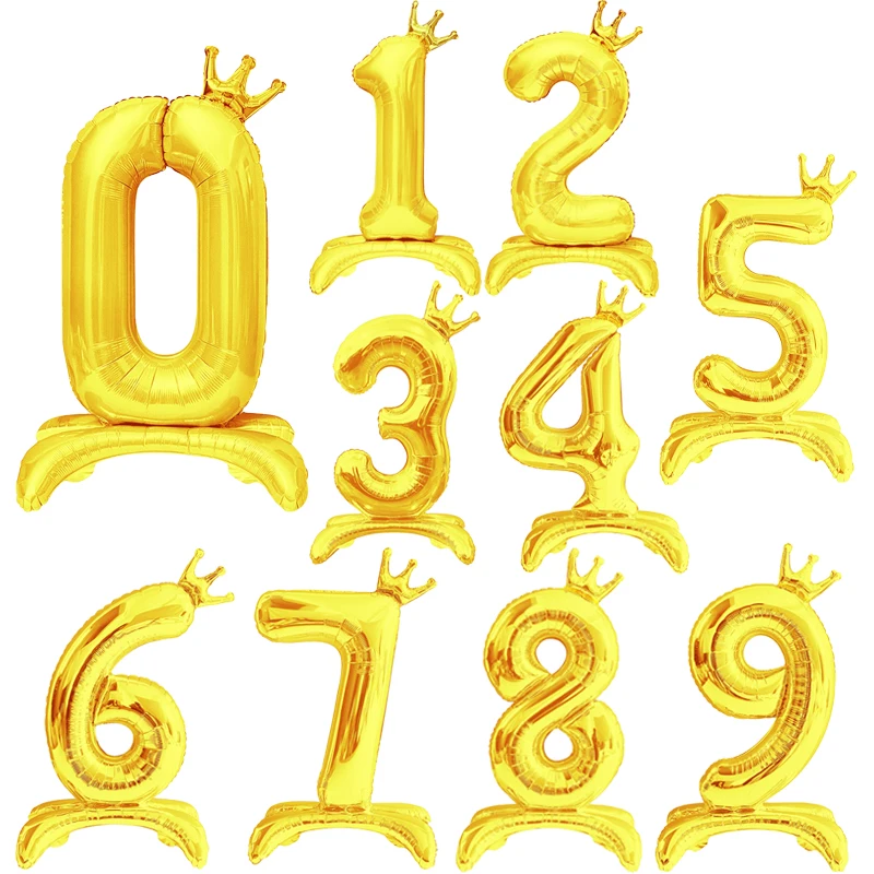 Globos con números del 0 al 9 de 32 pulgadas, de aluminio dorado, azul ...