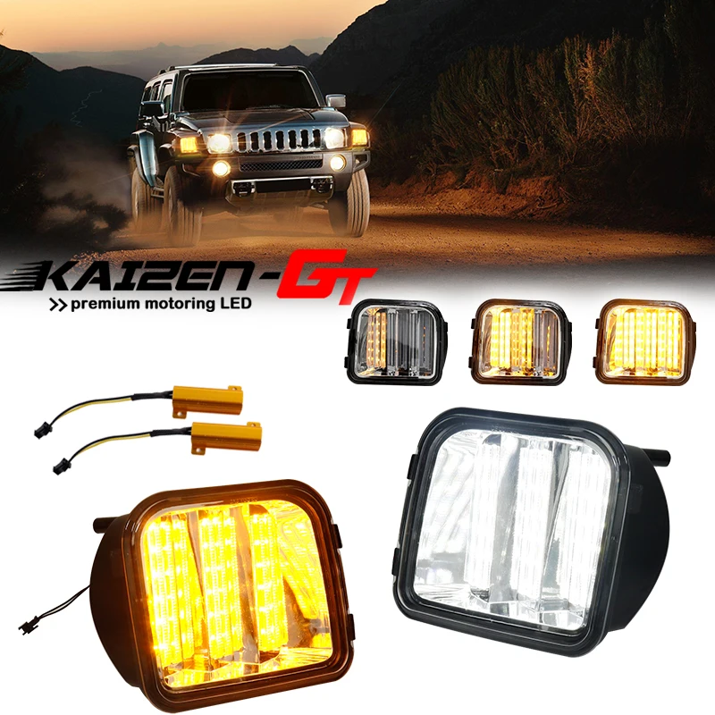 Amber-White-Dual-color-LED-Car-Front-Bumper-Sequential-Turn-Signal ...
