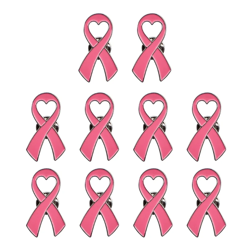 10Pieces-Breast-Cancers-Awareness-Lapel-Pins-Pink-Ribbon-Brooch-for ...