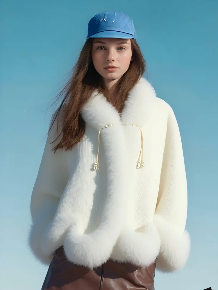 Women's Faux Fur Coat Fluffy Faux Fur Fashion Jacket Long Sleeve Lapel ...