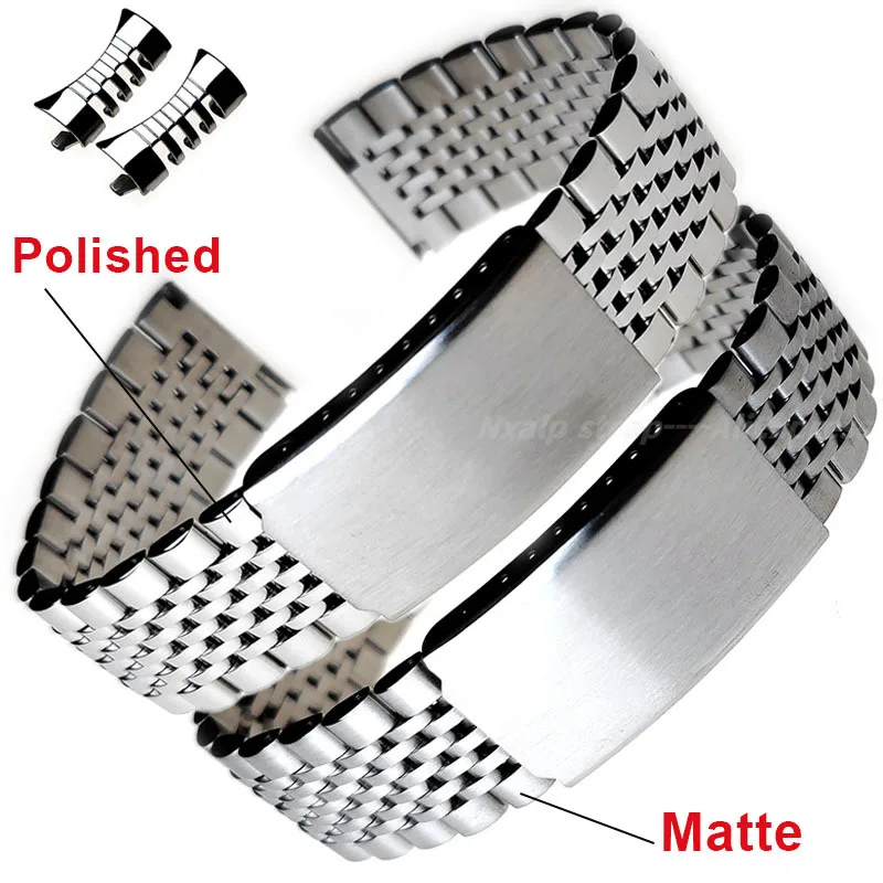 Curved-End-Stainless-Steel-Watch-Band-18mm-20mm-22mm-Solid-Metal-Strap ...