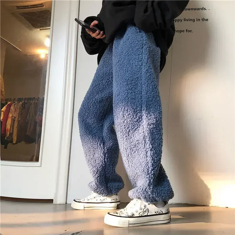 Winter-Lamb-Fluffy-Warm-Thick-Sweatpants-Joggers-Women-Harajuku-Wide ...