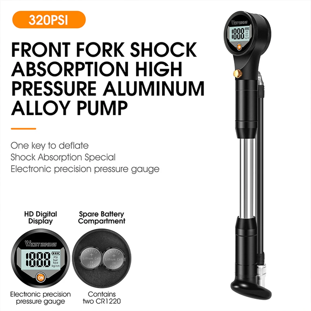 WEST-BIKING-Bike-Fork-Air-Pump-320PSI-High-Pressure-Front-Fork-Pump ...
