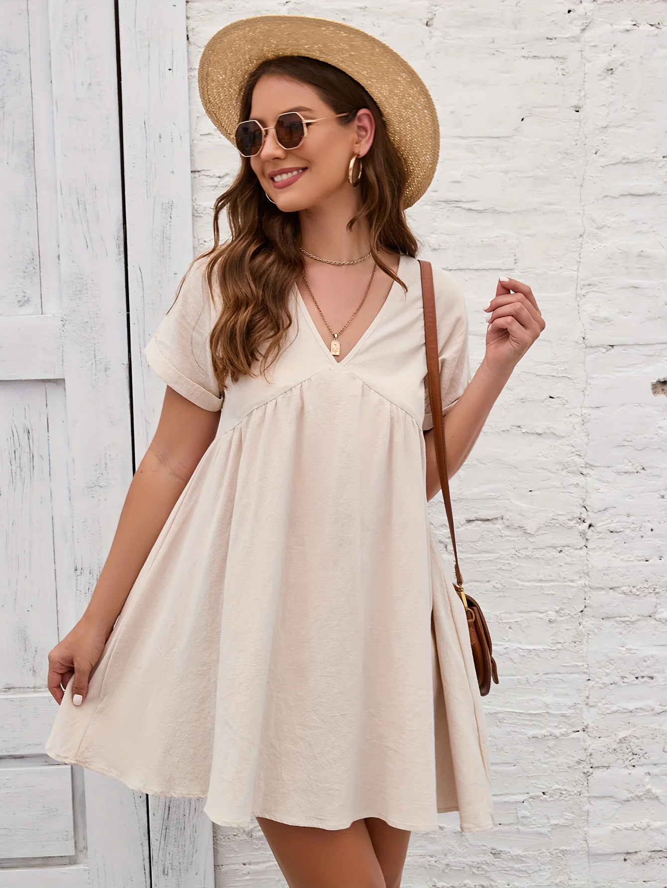 Short-Sleeve-Dress-For-Woman-Casual-Sexy-Mini-Sundress-Ladies-Solid ...