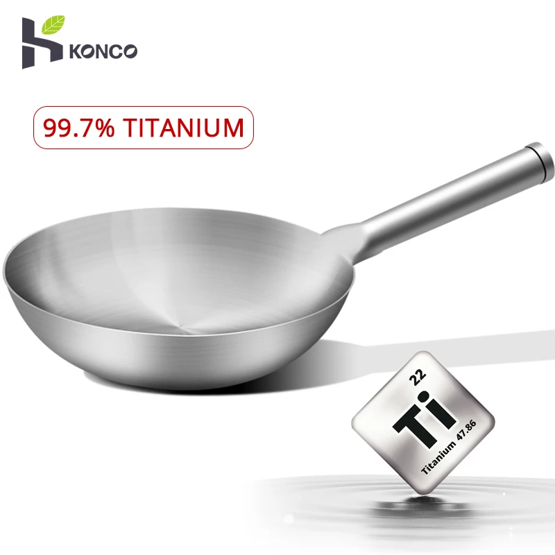 Konco Pure Titanium Frying Wok Non stick Pan Uncoated Cooking Pot Gas ...