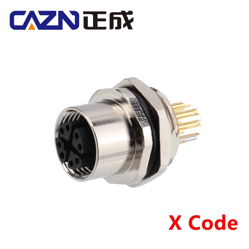 Factory-M12-X-Code-Panel-Mount-Connector-Female-Front-Back-PCB-Solder ...