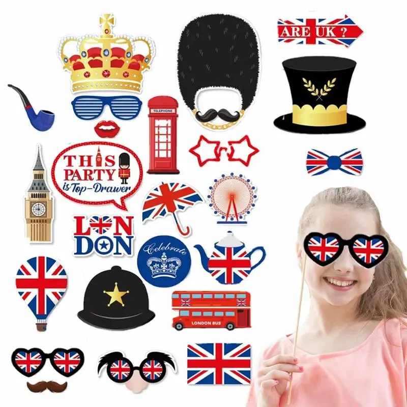 London Photo Booth Props Photobooth Kit 25 Pcs British Party ...