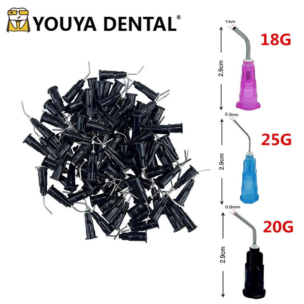 100pcs Dental Irrigation Bent Needle Tips Dental Flow Sealant Etchant ...