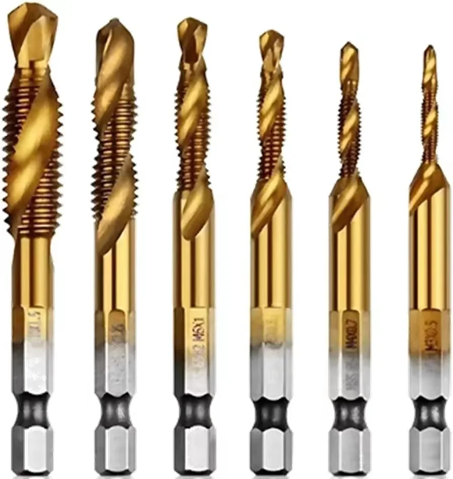 Tap-Drill-Bit-Set-Hex-Shank-Titanium-Plated-HSS-Screw-Thread-Bit-Screw ...