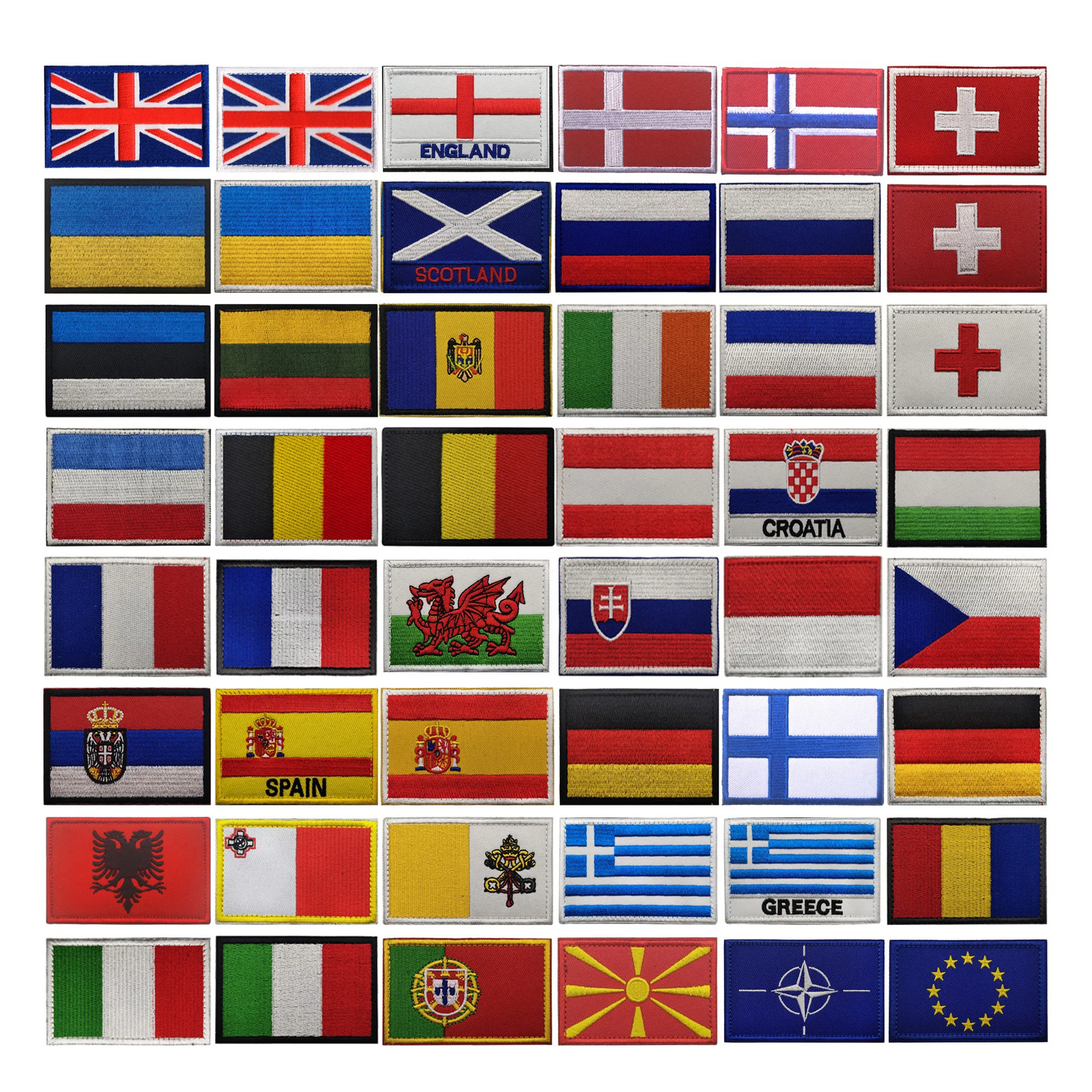 Country-Flag-Embroidered-Hook-Loop-Patches-Russia-Spain-Turkey-France ...