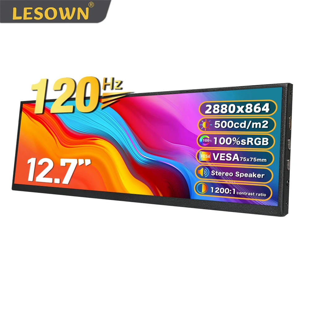 LESOWN-12-7-inch-Ultra-Wide-Stretched-Bar-LCD-Screen-Aida64-PC-Gaming ...