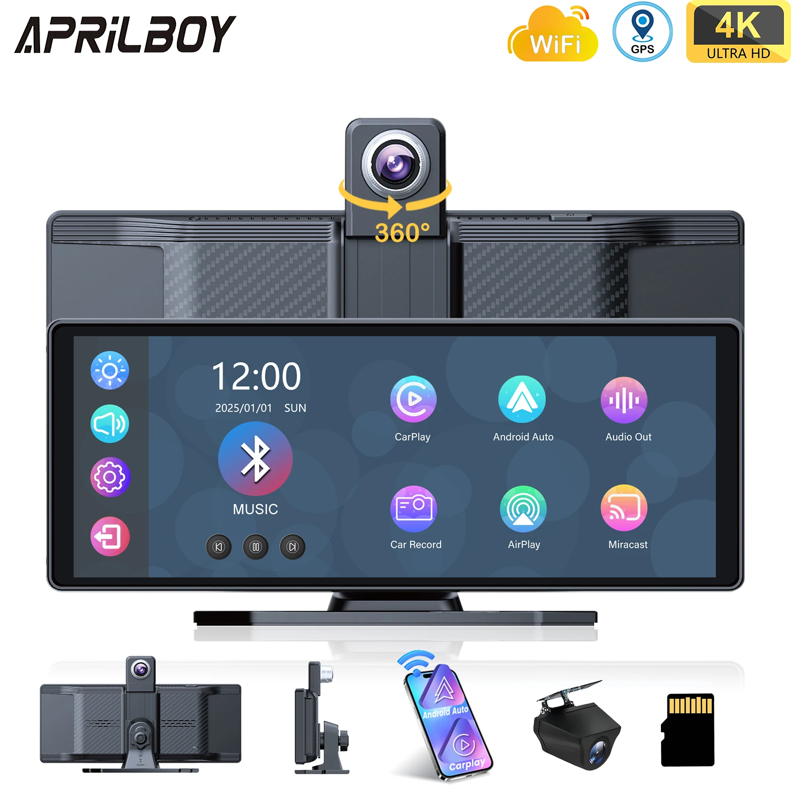 Aprilboy-10-26-Car-Intelligent-Screen-with-4K-360-Rotation-Dash-Cam ...