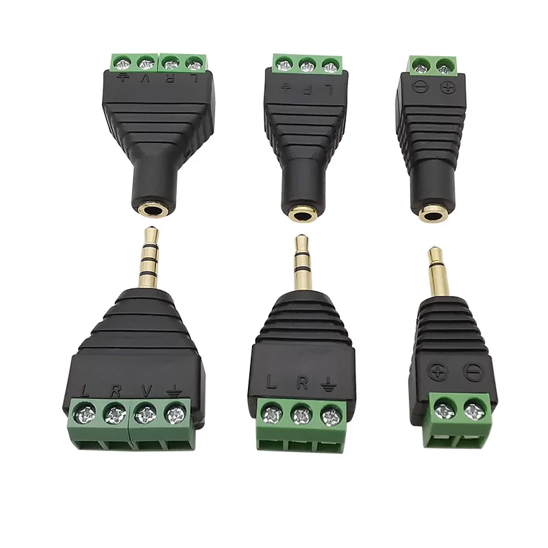 3-5mm-2-3-4-Pole-Male-Plug-Female-Socket-To-Screw-Terminal-Connector ...