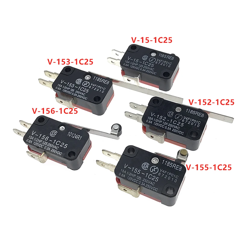 5pcs Small Stroke Limit Micro Switch V-15-1c25 V-152-1c25 V-153-1c25 V-155-1c25 V-156-1c25 ...