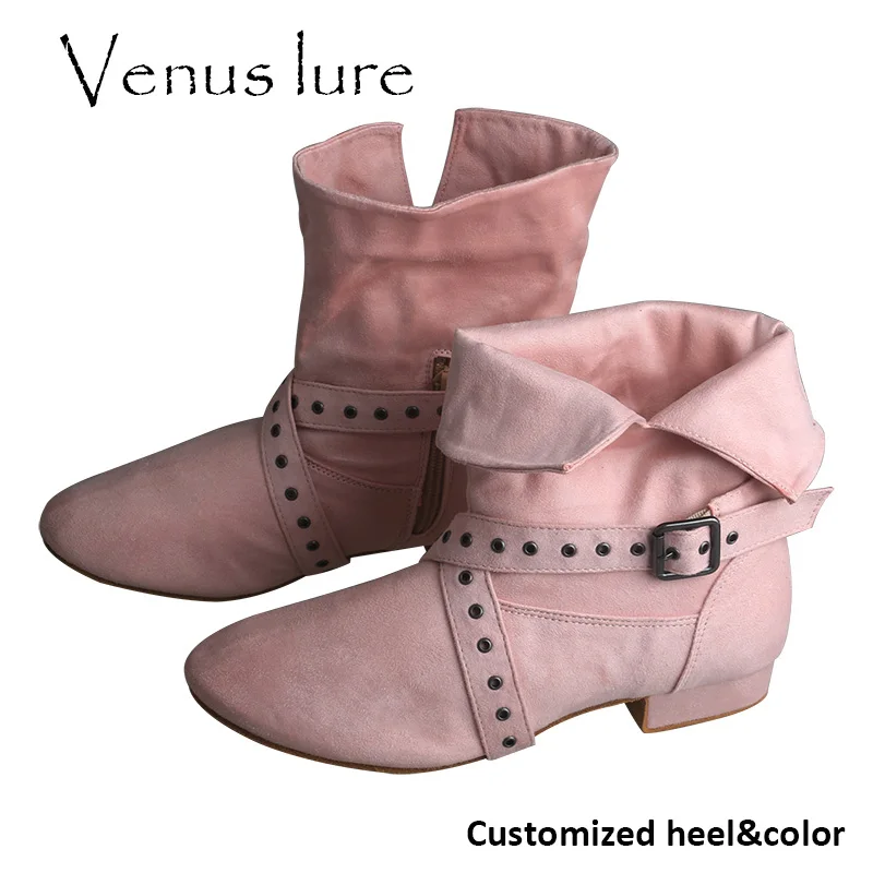 Customized-Heel-Practice-Pink-Line-Dance-Boots-Women-Short-Ballroom ...