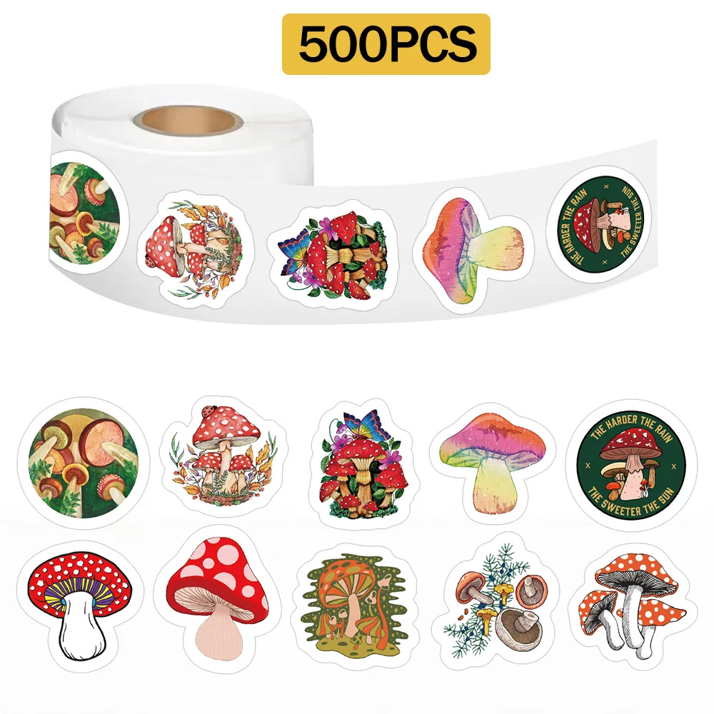 500pcs-roll-Retro-Colorful-Mushroom-Cartoon-Stickers-Decals-Laptop ...