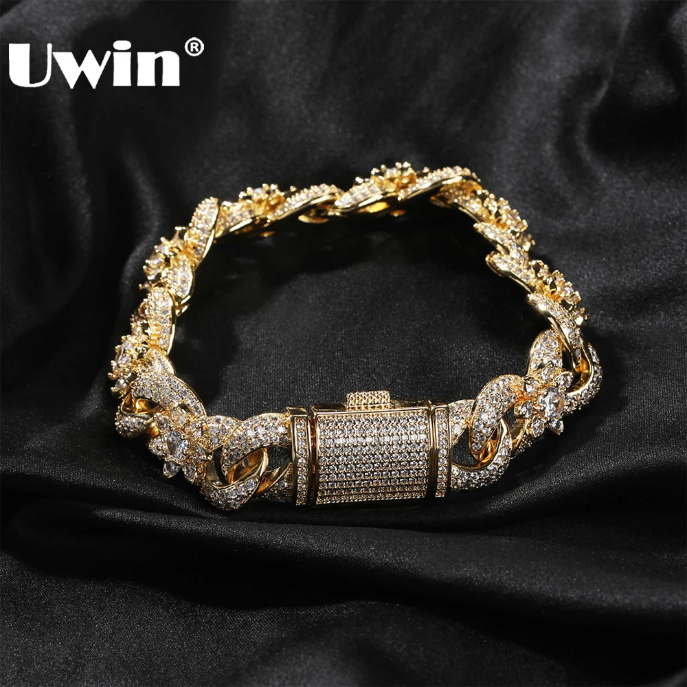 UWIN-CZ-Flowers-Infinity-Cuban-Chain-Bracelets-Iced-Out-Full-Cubic ...