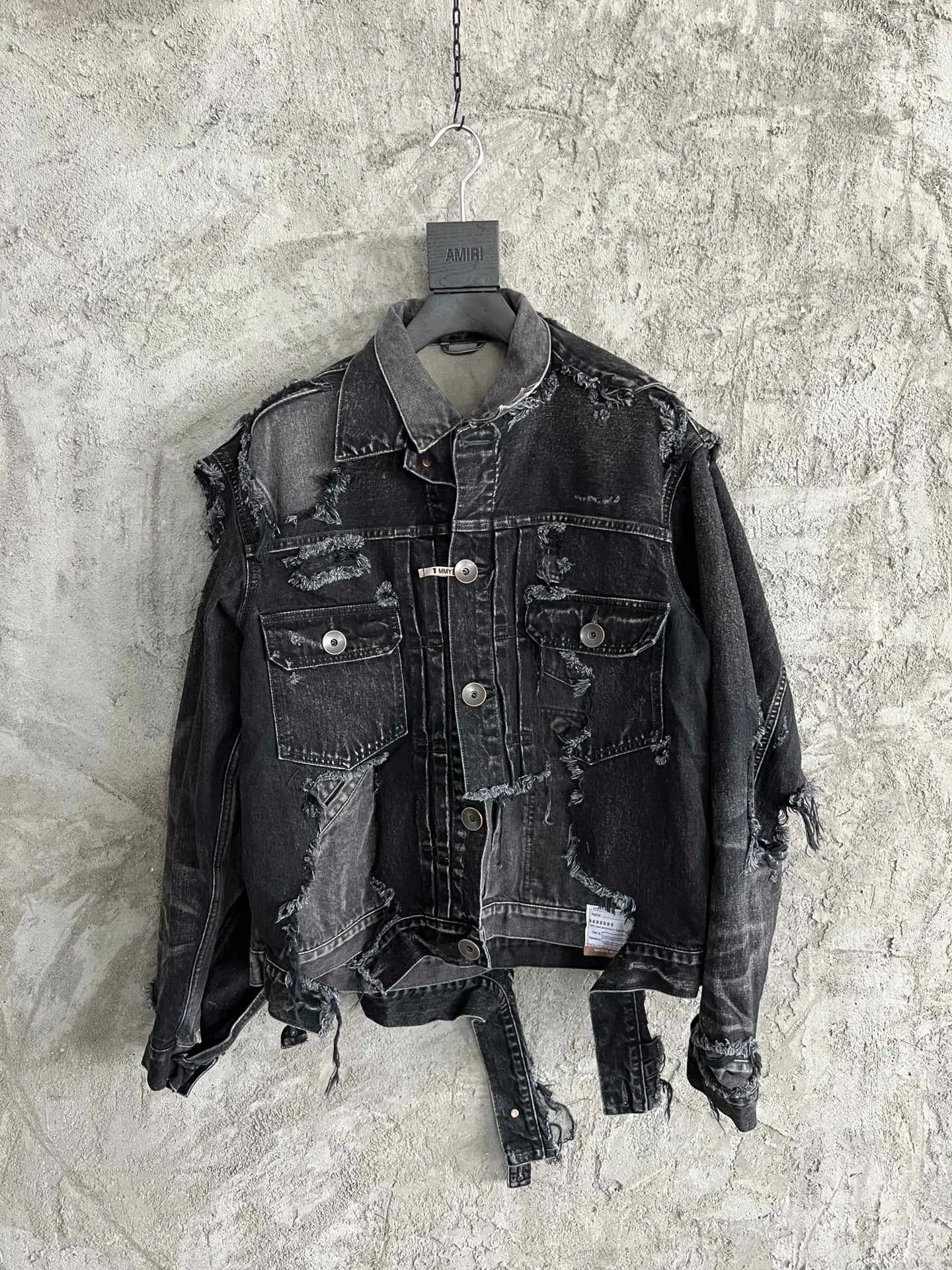 men-super-broken-ragged-distressed-double-layer-denim-jacket-oversize ...