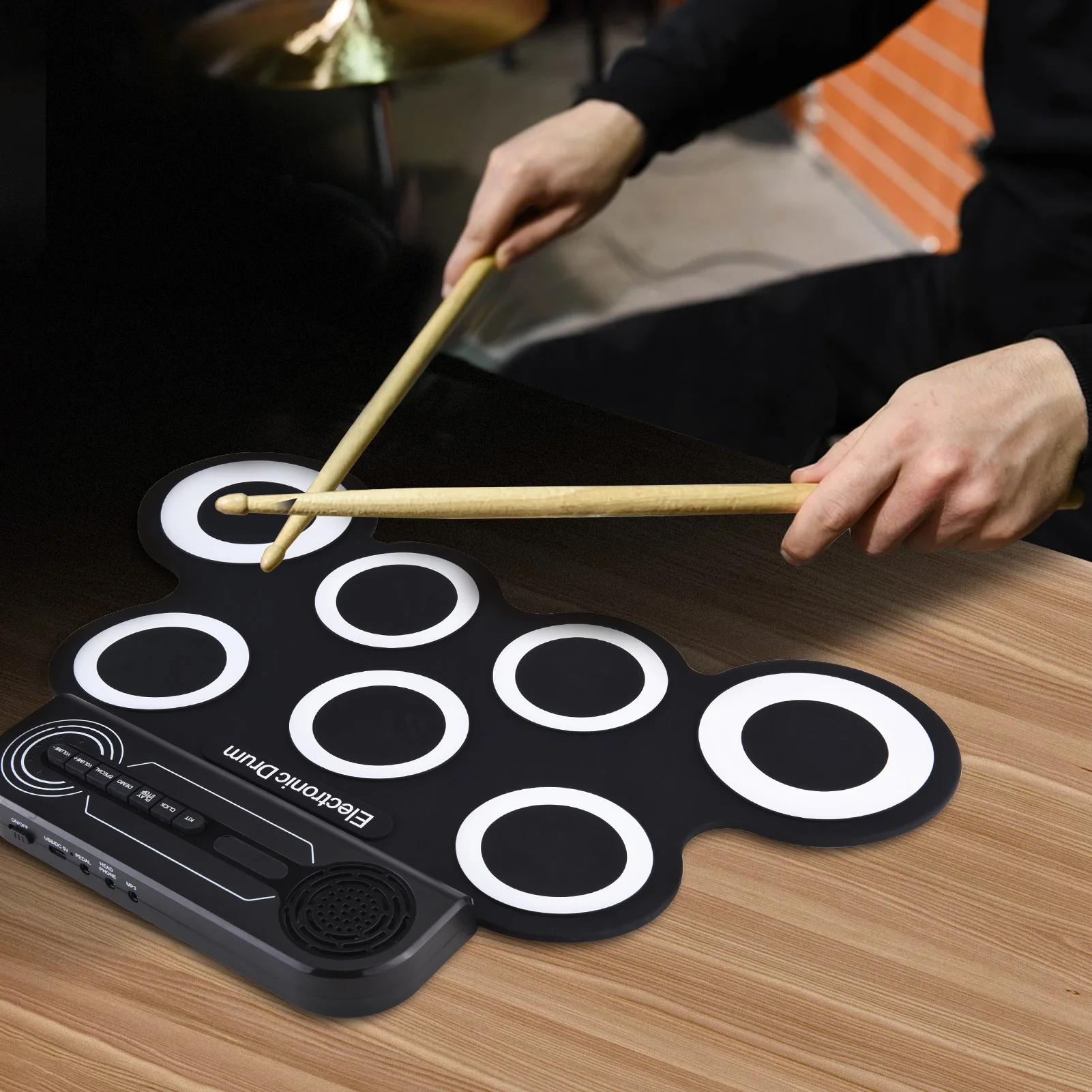 Electronic Drum Set with Speaker Hand Roll Drum Set 7 Pads Supports ...