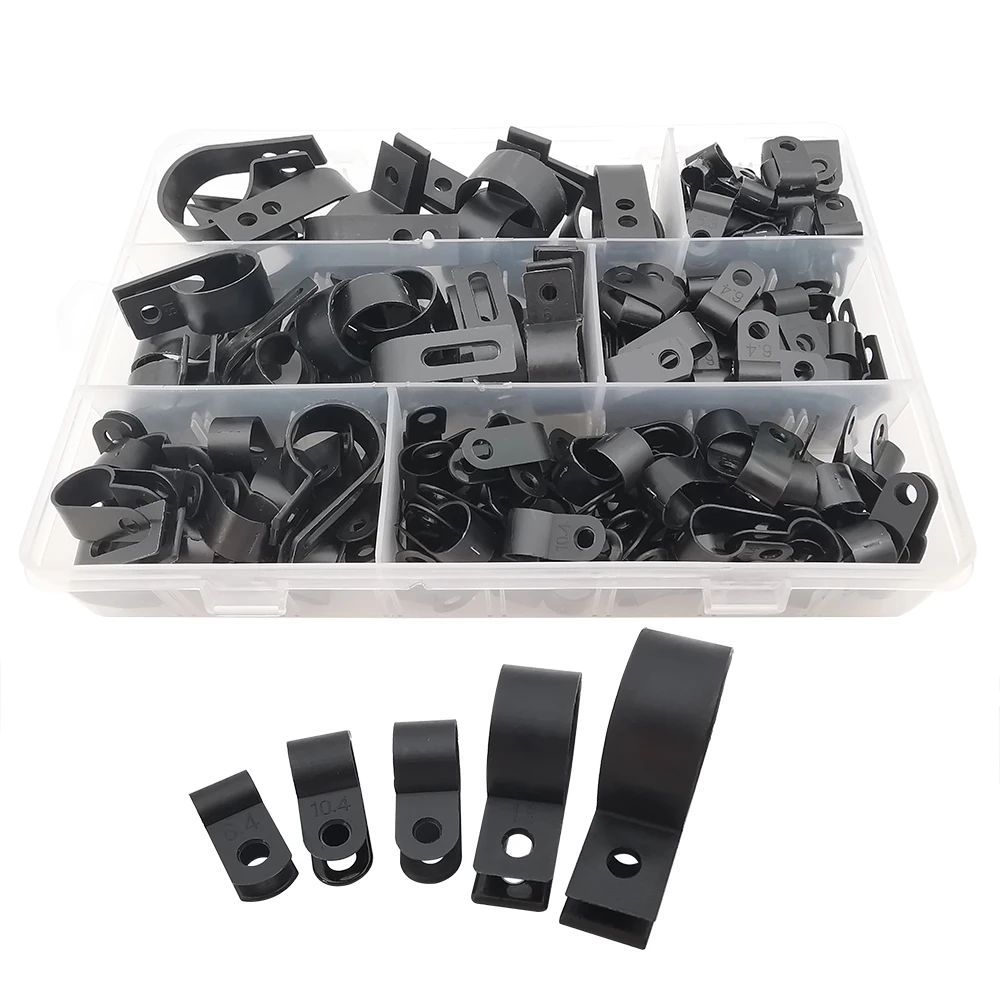 200Pcs-R-Type-Nylon-Wire-Cable-Clips-Plastic-Electrical-Fixing-Clamp ...