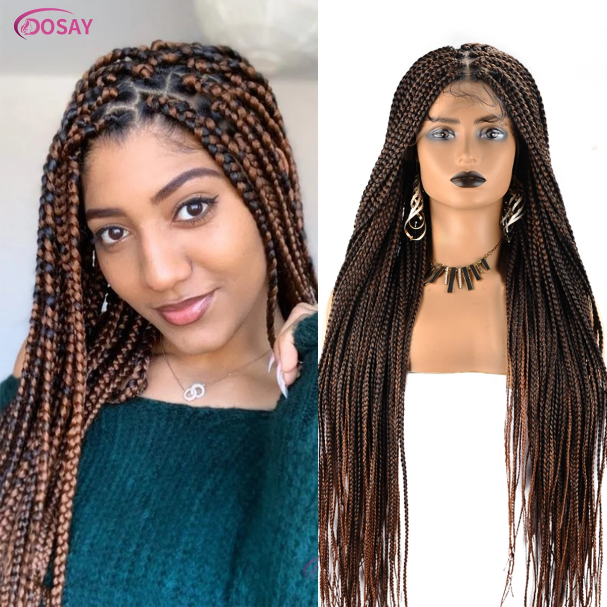 Full-Lace-Frontal-Wig-Ginger-Cornrow-Twisted-Braided-Wigs-Black-Women ...