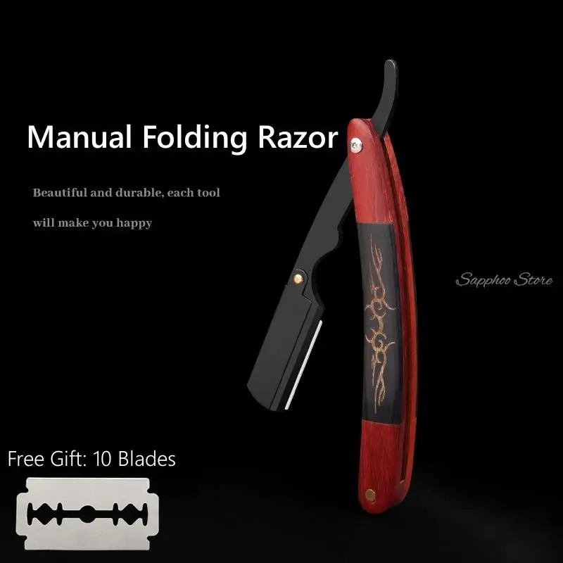 Vintage-Manual-Folding-Stainless-Steel-Razor-With-Ebony-Sourwood-Handle ...