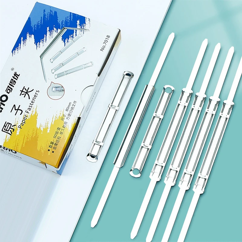 50 Pcs/Set Metal Paper Fasteners DIY Loose-Leaf Binder File Folder 2 ...