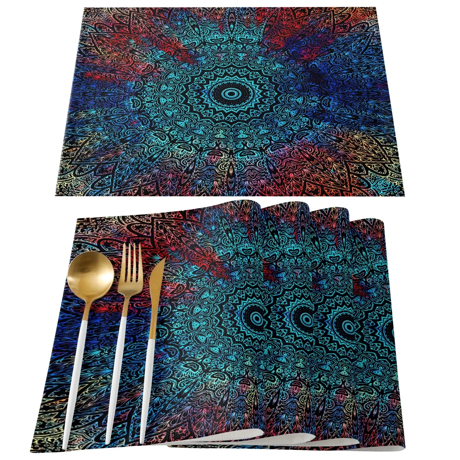 4-6-Pcs-Placemat-Persian-Rug-Table-Mat-For-Dining-Table-Kitchen ...