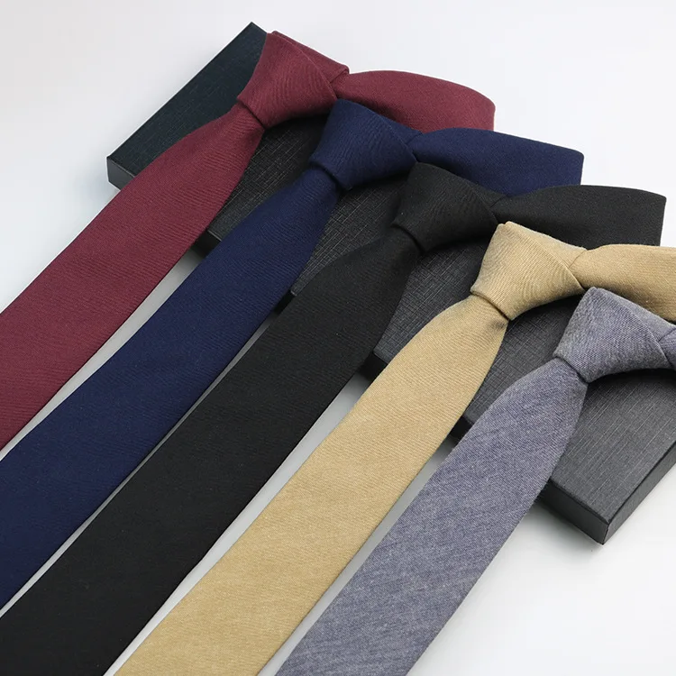 Corbata-estrecha-de-algod-n-liso-para-hombre-de-6cm-corbata-fina-color ...