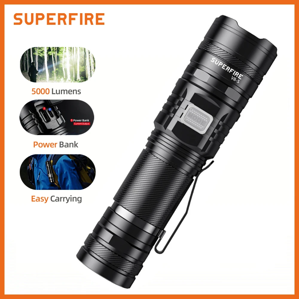 SUPERFIRE-V8-S-36W-High-Power-Waterproof-LED-Tactical-Flashlight-Super ...