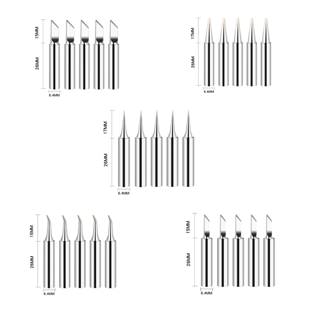 1/5Pcs 900M-T Copper Soldering Iron Tips IS/I/B/K/SK/2.4D/3.2D/1C/2C/3C/4C Lead-Free Welding ...