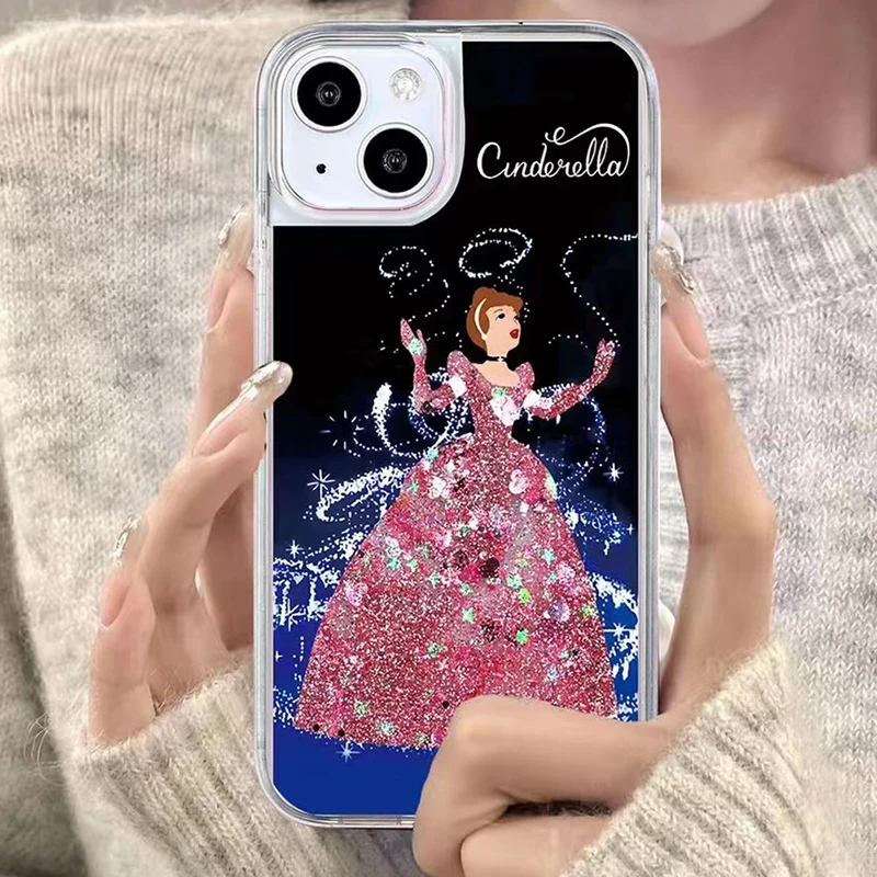 Cinderella Girl Disney Princess Liquid Quicksand Phone Cover for iPhone ...
