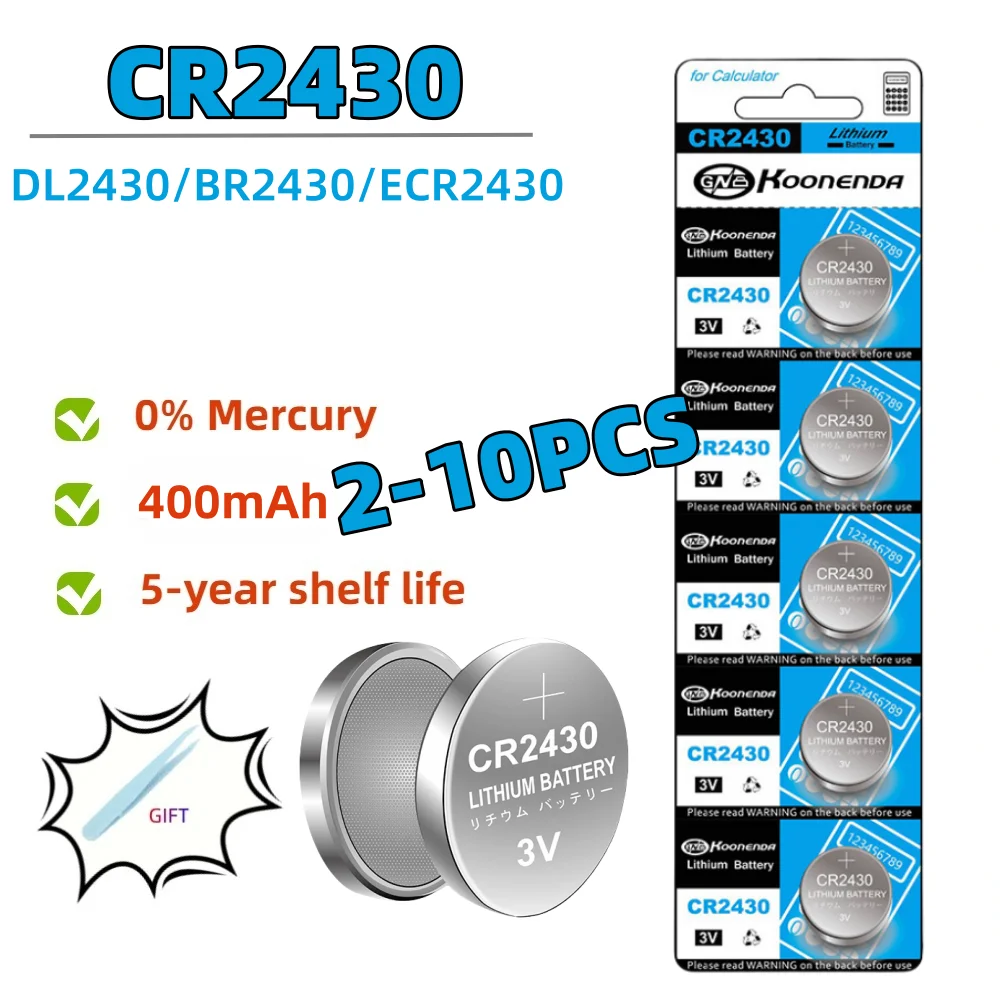 NEW 2-10PCS CR2430 3V 400mAh Lithium Battery DL2430 BR2430 Button Coin ...