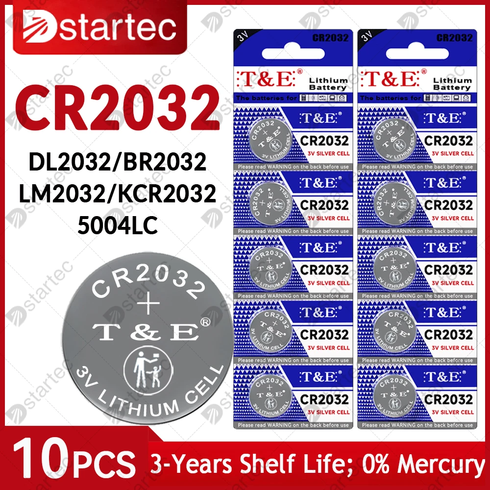 10pcs 240mah Cr2032 5004lc Cr 2032 3v Lithium Coin Cell Battery, Watch ...