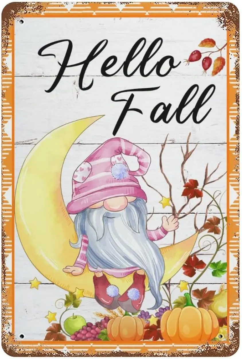 Vintage-Tin-Sign-Fall-Gnome-Pumpkin-Hello-Fall-Autumn-Metal-Tin-Sign ...