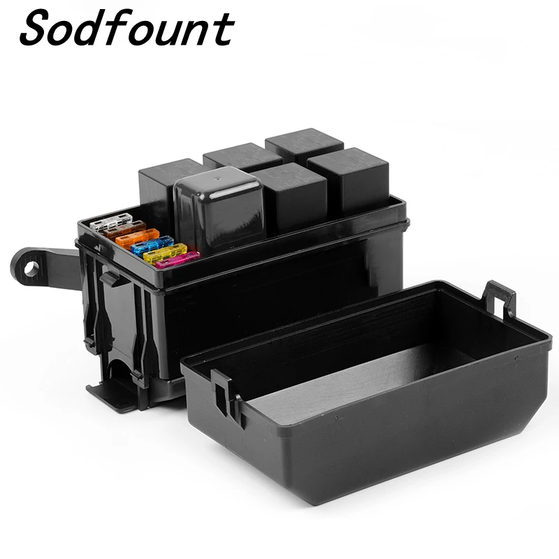 12V 24V Relay Box 6 Slots Relay Block 6 Way ATC/ATO Fuse Block with ...