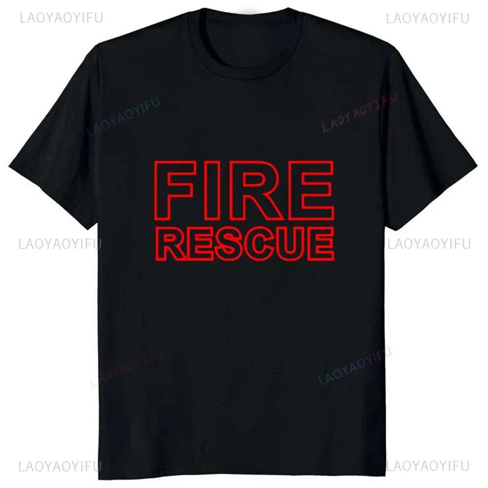 Streetwear Fire Rescue Firefighter Printed Graphic T Shirt Harajuku ...