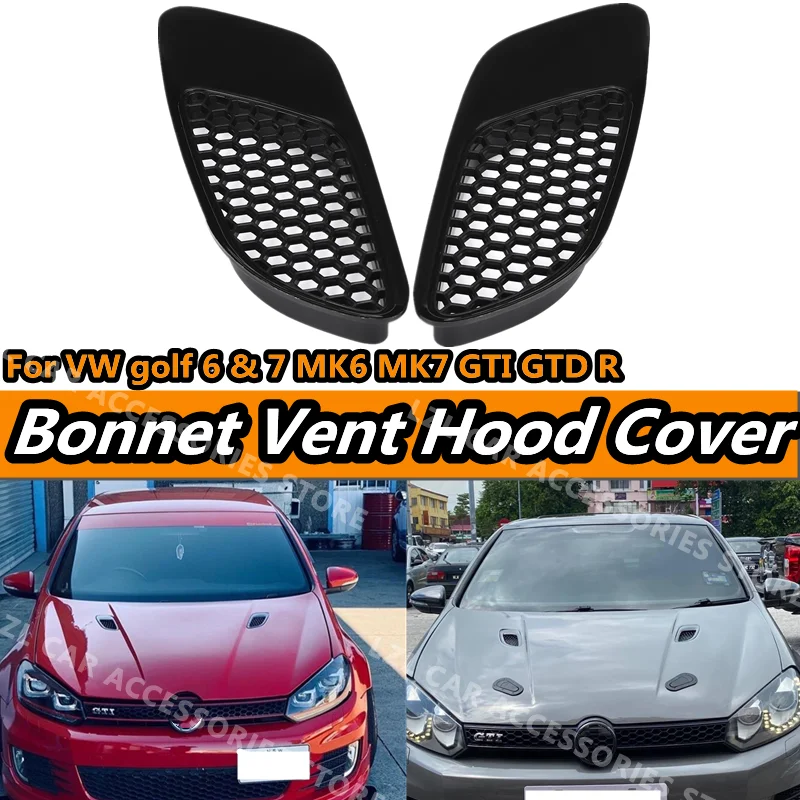 2PCS-Engine-Hood-Vent-Louvers-Air-Scoop-Bonnet-Vent-Cover-For-VW-Golf-6 ...